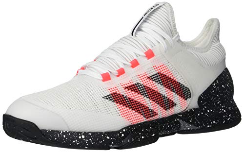 adidas Men's Adizero Ubersonic 2 Tennis Shoe, White/Black/Signal Pink, 8