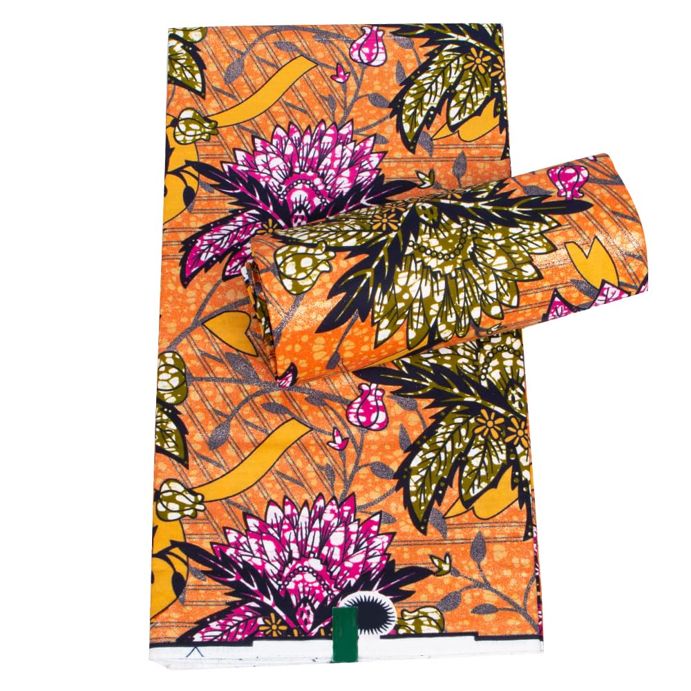 African Real Wax Fabric Gold Wax Print Batik Soft Pagne Nigeria Ankara Wax Fabric 1519