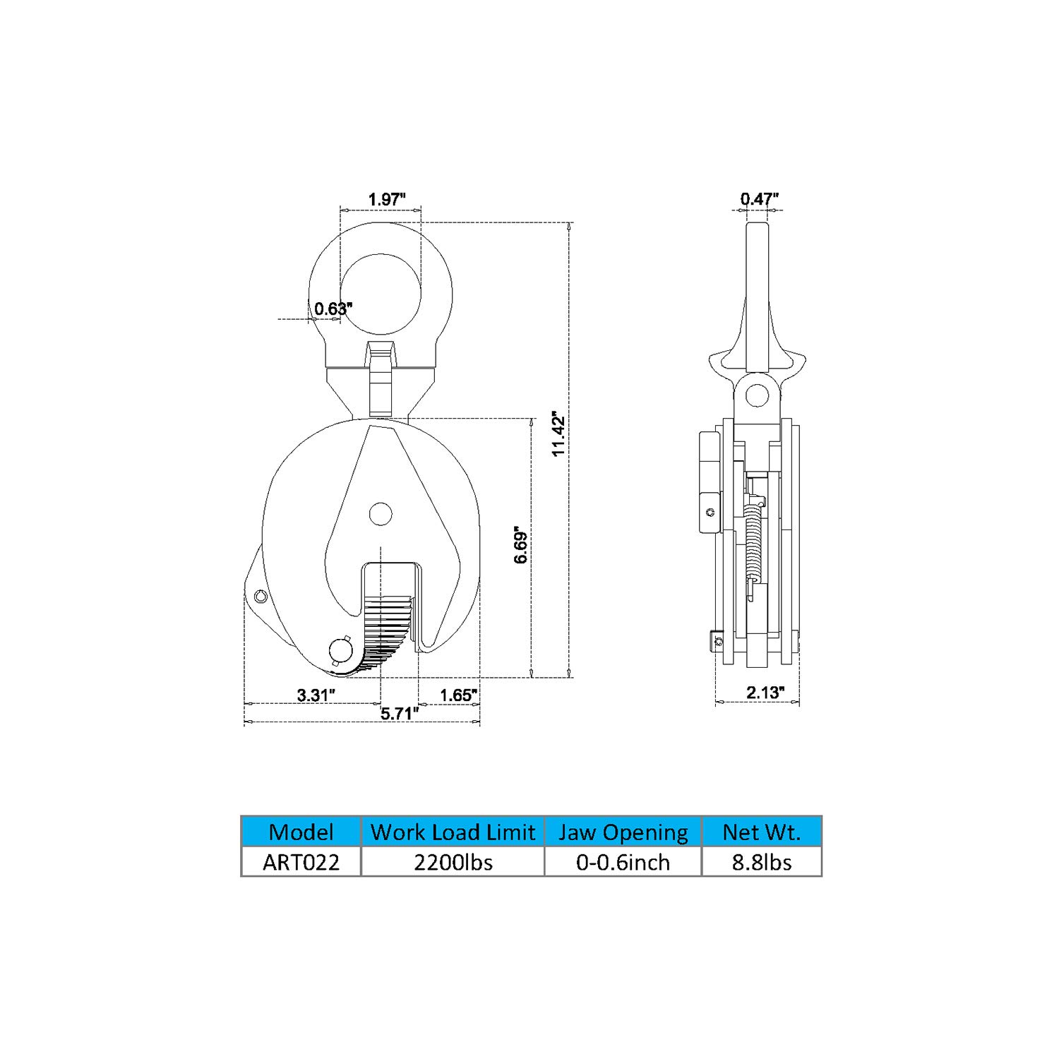 Amarite Vertical Plate Clamp, 2200lbs Plate Lifting Clamp,1T,Jaw Opening up to 0.6 inch, for Lifting and Transporting
