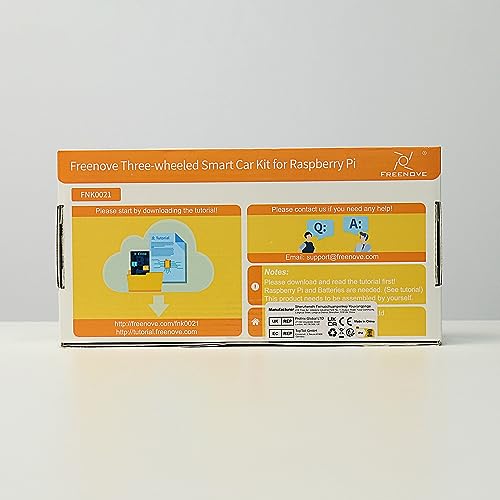 Freenove Three-Wheeled Smart Car Kit for Raspberry Pi 5 4 B 3 B+ B A+, Video Mode, Radar Mode, App Control, Ultrasonic Distance Sensor, Camera, Servo (Raspberry Pi NOT Included)