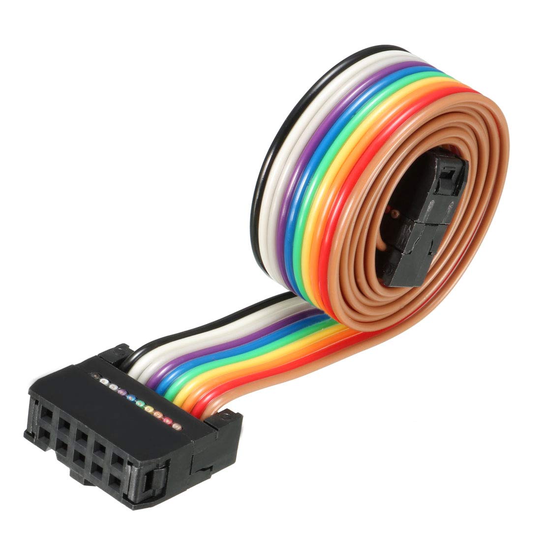 uxcell IDC Rainbow Wire Flat Ribbon Cable 10 Pins 48cm Length 2.54mm Pitch Type-C