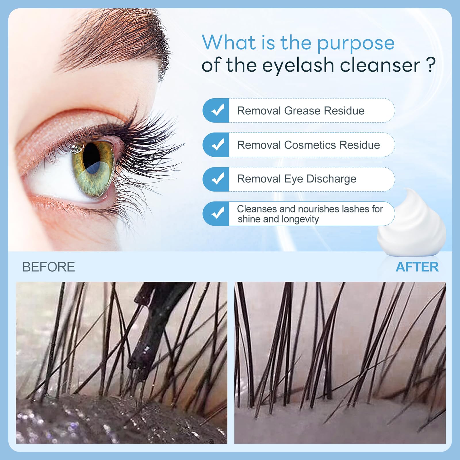 AuReve Lash Shampoo Concentrate 80ml Eyelash Cleanser Concentrate Lash Bath for Home Salon Professional Lash Soap Prolong Lash Cleanser Concentrate (Rose)
