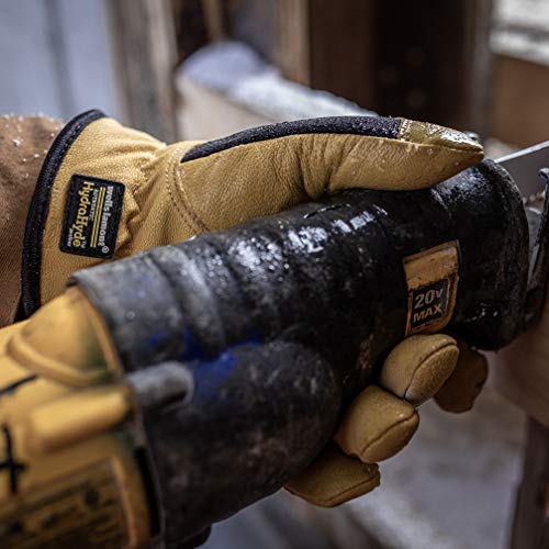 Men's Insulated HydraHyde Water-Resistant Leather Palm Winter Work Gloves, Large (Wells Lamont 1206)