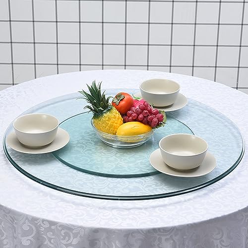 BBAUER Lazy Susan Turntable, Table Glass Turntable, Tempered Glass Lazy Susan Turntable, Round Tabletop Rotating Serving Tray for Dining Table