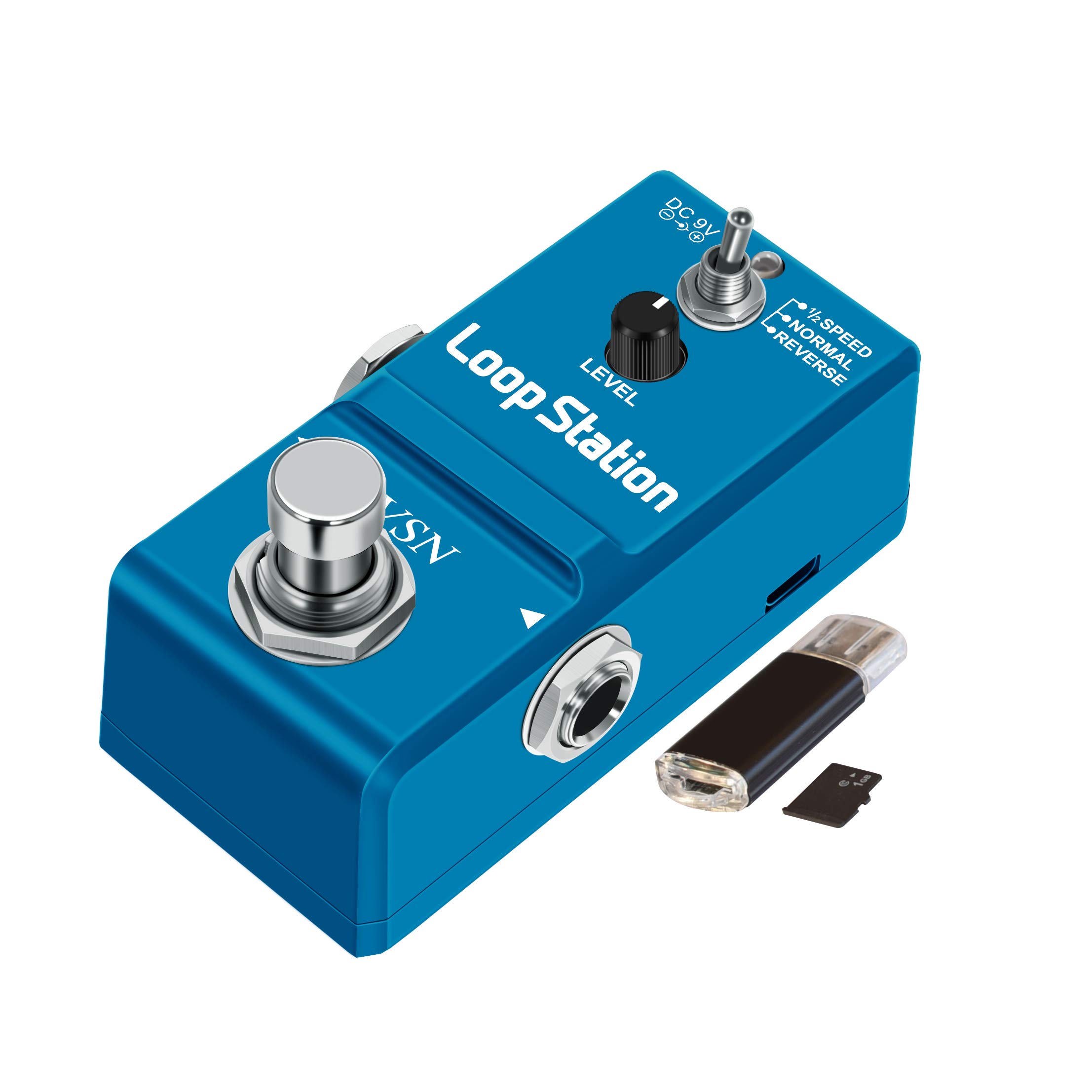 Amuzik Guitar Looper Station Loop Effects Pedals Unlimited Overdubs 10 Minutes of Looping, 1/2 time, and Reverse,3 Modes built-in SD Card for Memory