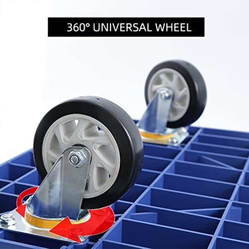 Auroglint-Platform Truck with 880lb Weight Capacity and 360 Degree Swivel Wheels, Foldable Push Hand Cart for Loading and Storage, Blue