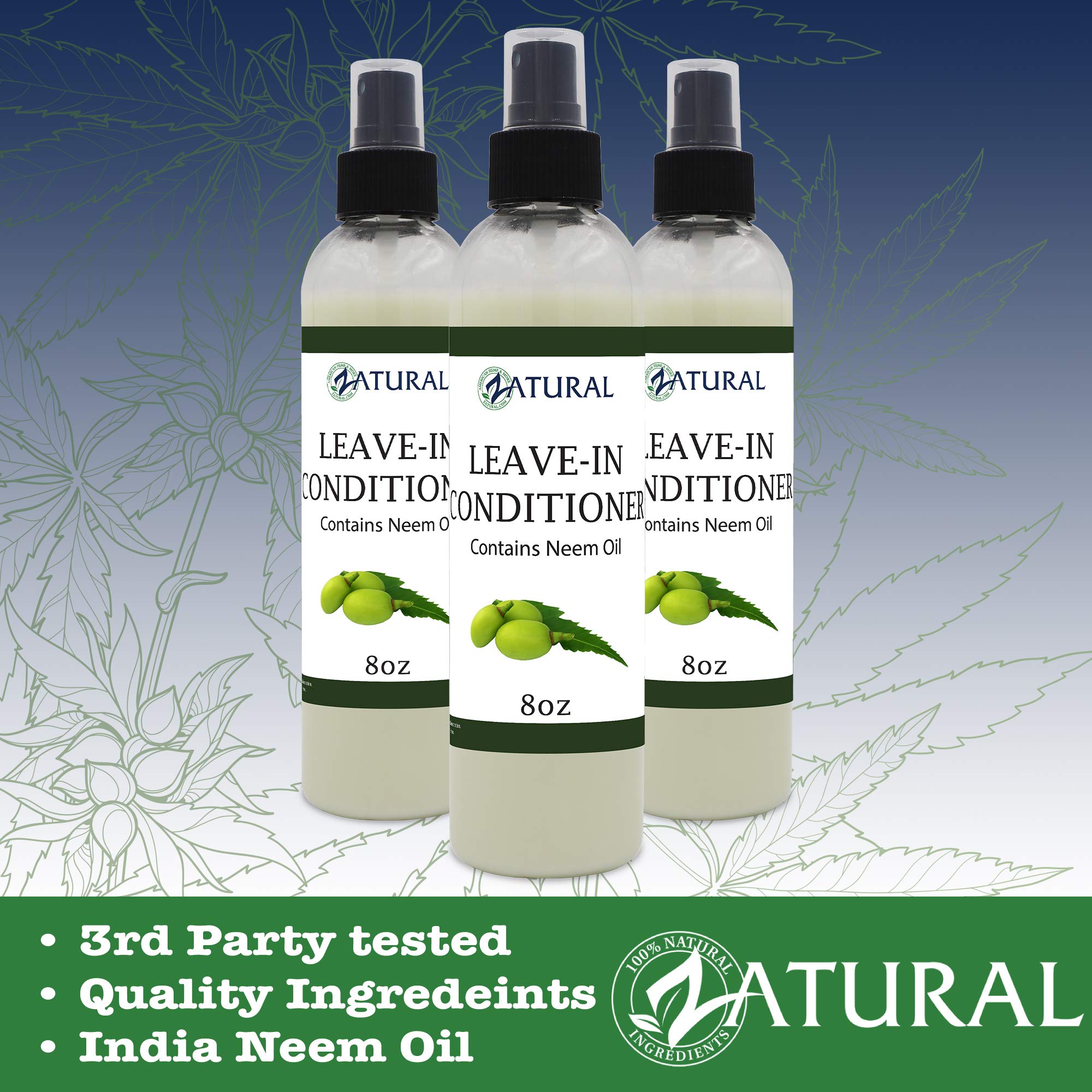 Zatural Neem Leave-In Conditioner (8 Ounce) Moisturizing conditioner for healthy hair and scalp.