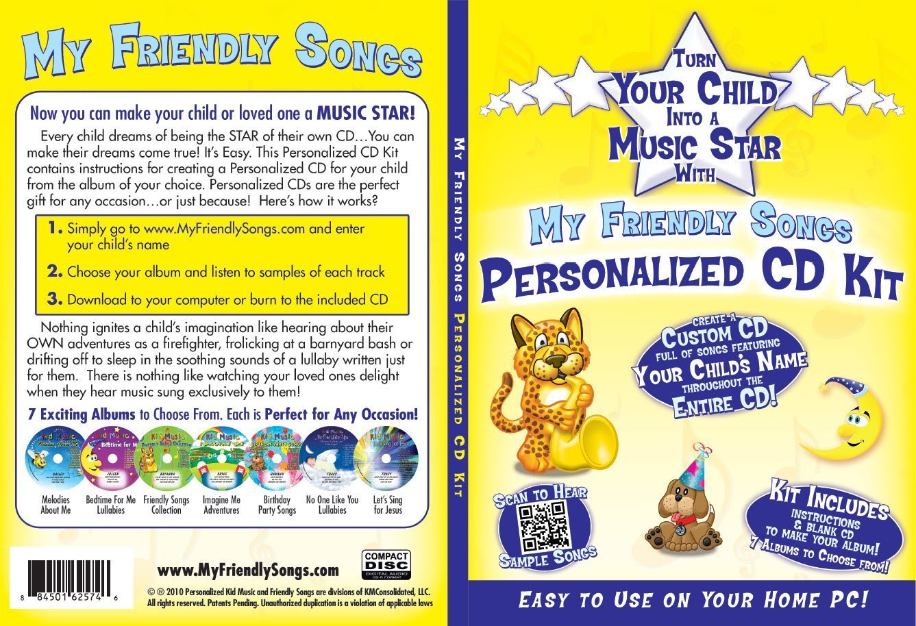 Friendly Songs Personalized Music Box CD Sings Your Child's Name