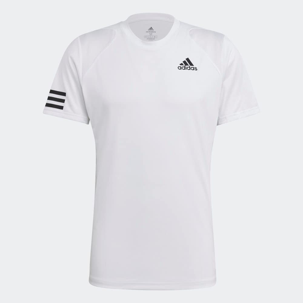 adidas Men's Club Tennis 3-Stripes Tee, White/Black, Small