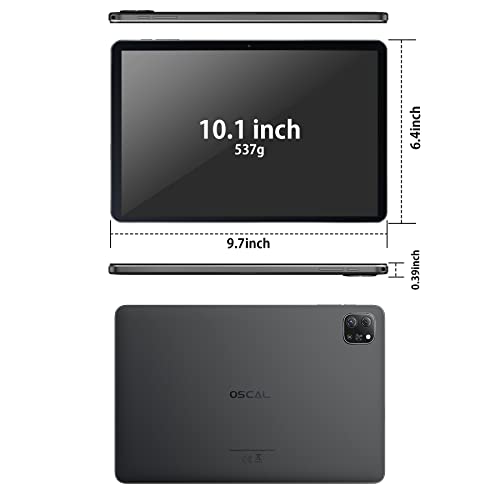 OSCAL 2023 Latest Android 12 Tablet, 10.1 Inch Tablets with 64GB ROM 1TB Expand, 25W/6580mAh Fast Charging, 1280x800 IPS HD Touch Screen, 2+5MP Dual Camera, WiFi, Bluetooth, Grey