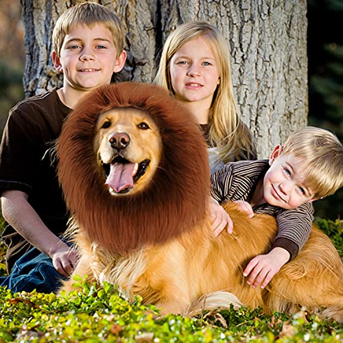 Dog Halloween Costumes Lion Mane for Dog Halloween Party Realistic and Funny Lion Wig Clothes for Large Medium Sized Dogs for Cosplay