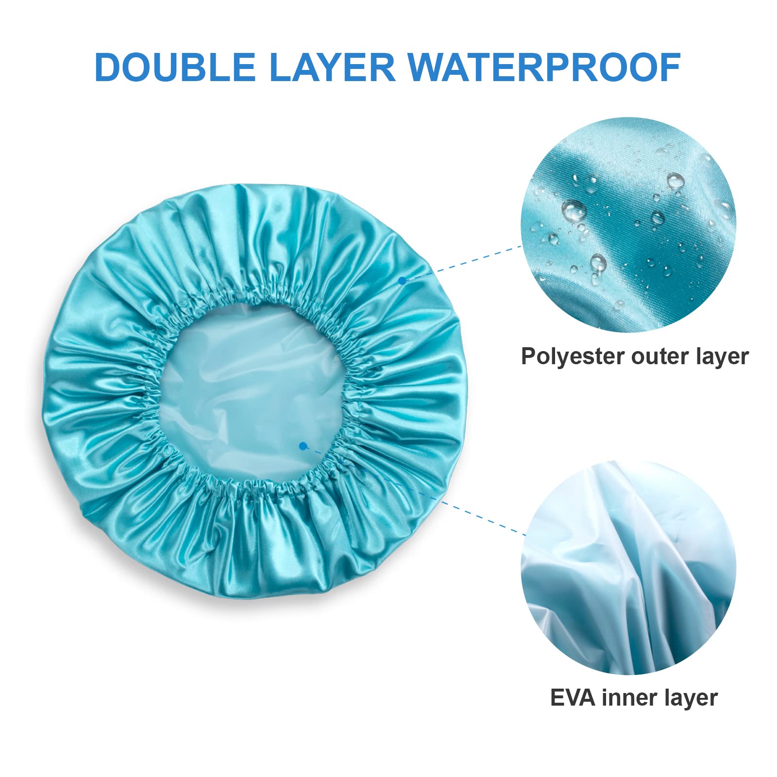 AmazerBath Shower Caps for Women Reusable Waterproof, 4 Pack Women Shower Caps Reusable EVA Hair Cap for Shower Double Protection Layers Elastic, Medium Size