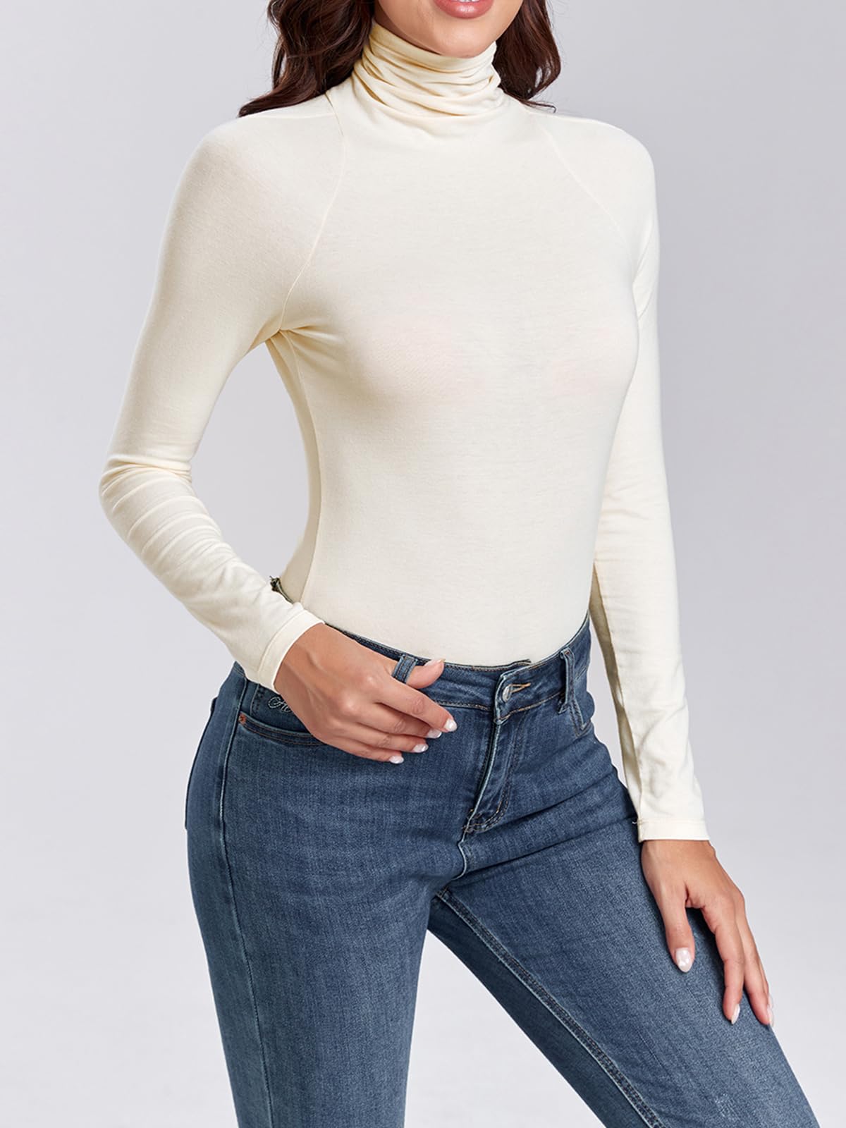 APRLL Casual Turtleneck Tops Lightweight Long Sleeve Soft Thermal Shirts for Women