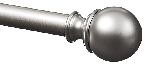 Amazon Basics 1-Inch Curtain Rod with Round Finials, 36 - 72 Inches, Nickel - Pack of 2