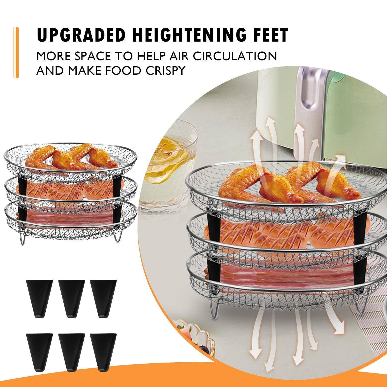 Air Fryer Racks For Ninja,Three Layer Stackable Dehydrator Rack 7.8inch Stainless Steel Round Multi-Layer Air Fryer Basket Tray Multi-Layer Dehydrator Rack Air Fryer Accessories
