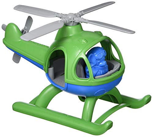 Green Toys Helicopter, Green/Blue CB - Pretend Play, Motor Skills, Kids Flying Toy Vehicle. No BPA, phthalates, PVC. Dishwasher Safe, Recycled Plastic, Made in USA.