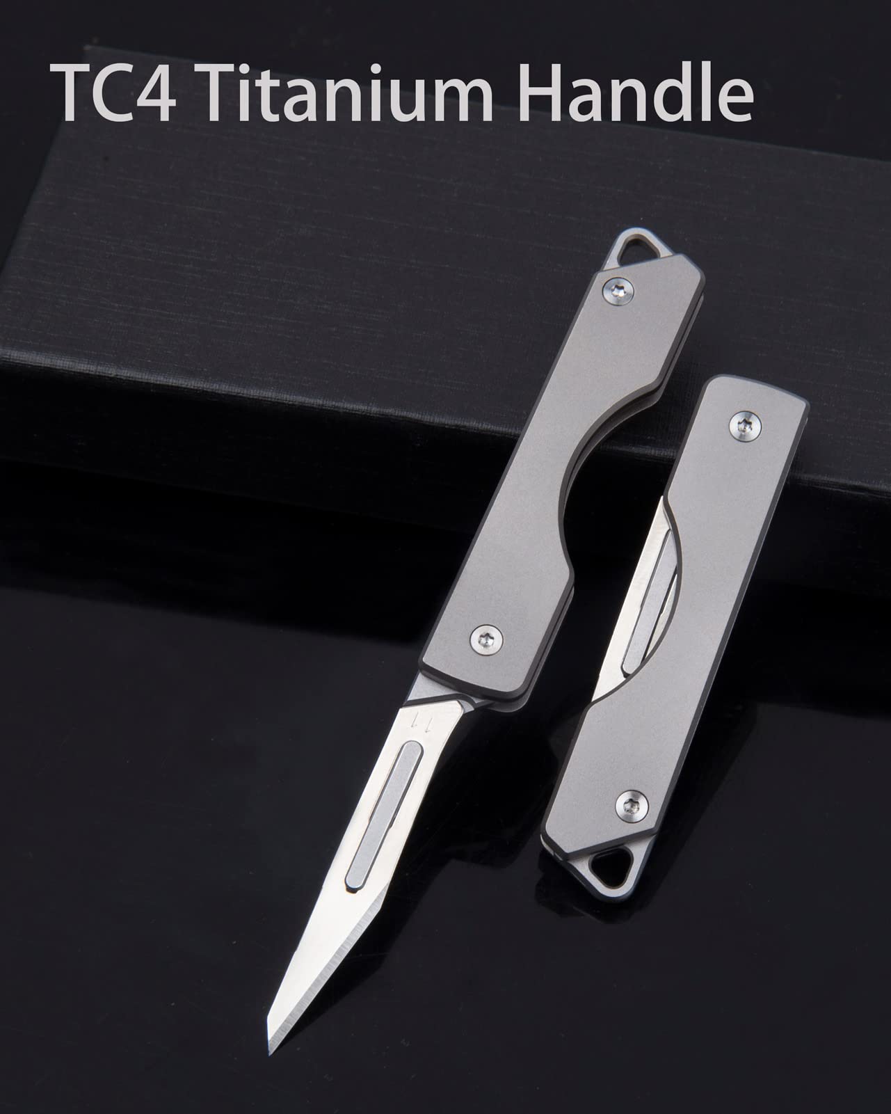 ainhue A23 Mini Scalpel Folding Pocket Knife with 10pcs #11 Replaceable Blade,2.3 inches TC4 Titanium Handle SlipJoint Utility EDC Knives