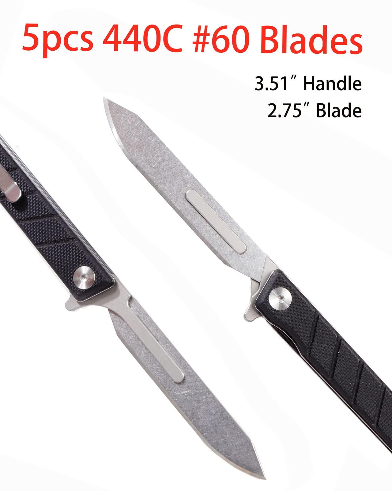 ainhue A35 Small Flipper Folding Pocket Scalpel Knife with 5pcs #60 Replaceable Blade, Black Texture G10 Handle with Liner Lock Pocket Clip, Utility Compact EDC Knives