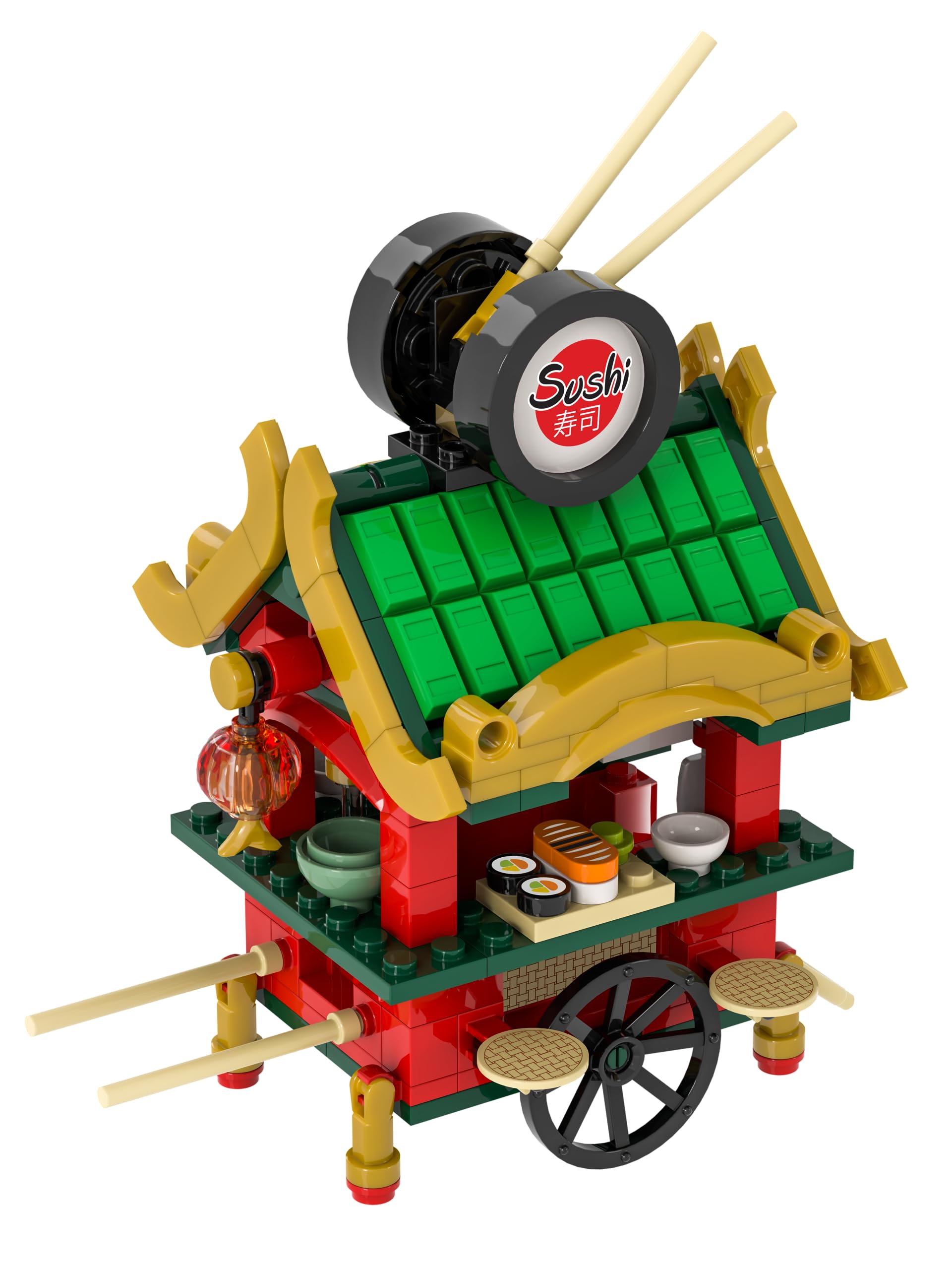 Exclusive Mini City - Sushi Cart - Custom Design Bricks - Compatible with All Major Brands …