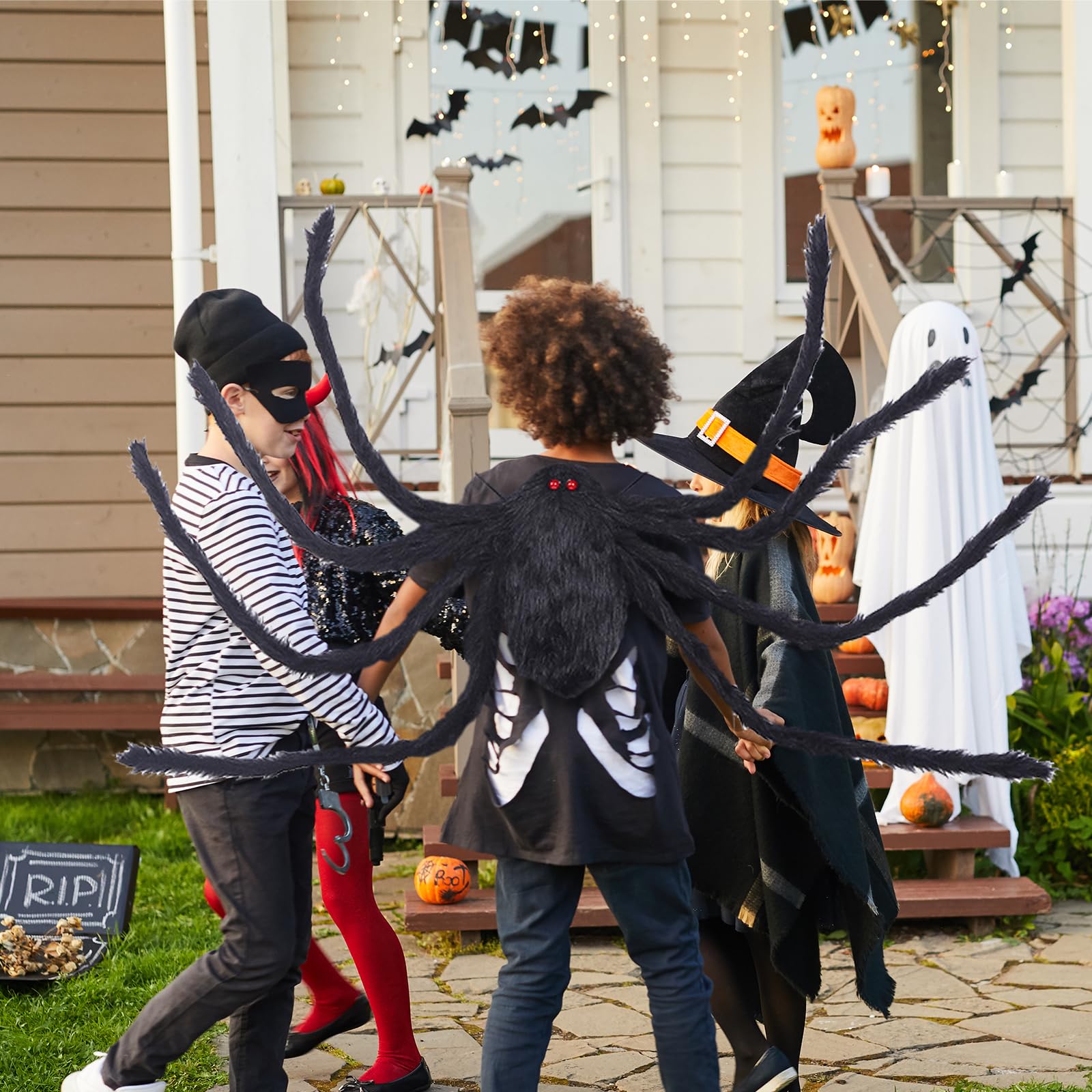 Airsnigi 2 Pack Halloween Spider Backpack for Adults, Halloween Giant Spider Backpack Candy Bag for Adults Fake Realistic Hairy Spider Backpack Indoor Outdoor Yard Party