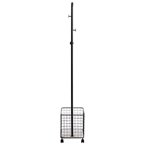 DOEWORKS L-Style Laundry Rolling Basket Cart with Clothes Hanging Bulter and Wheels, Laundry Hamper Sorter for Lavatory with Hanging Bar, Black