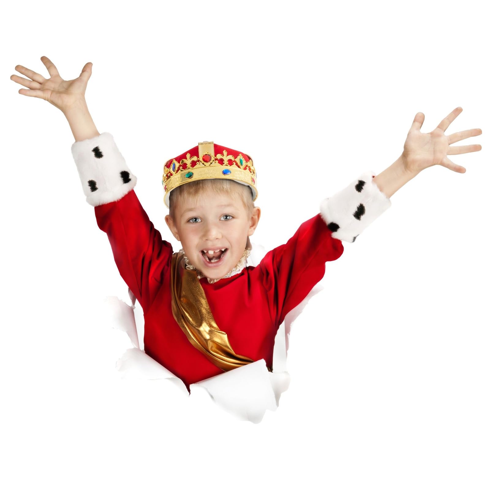 BLUE PANDA 4-Pieces King and Queen Crowns Set for Kids - Gold Crowns and Tiara for Royal Theme Birthday Party Costume Accessories and Photo Booth Props