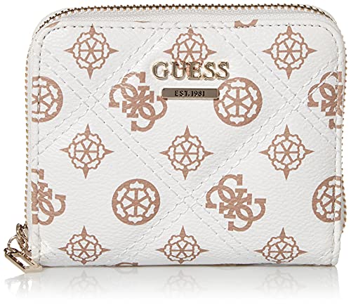 GUESS Cessily Small Zip Around Wallet, White Multi