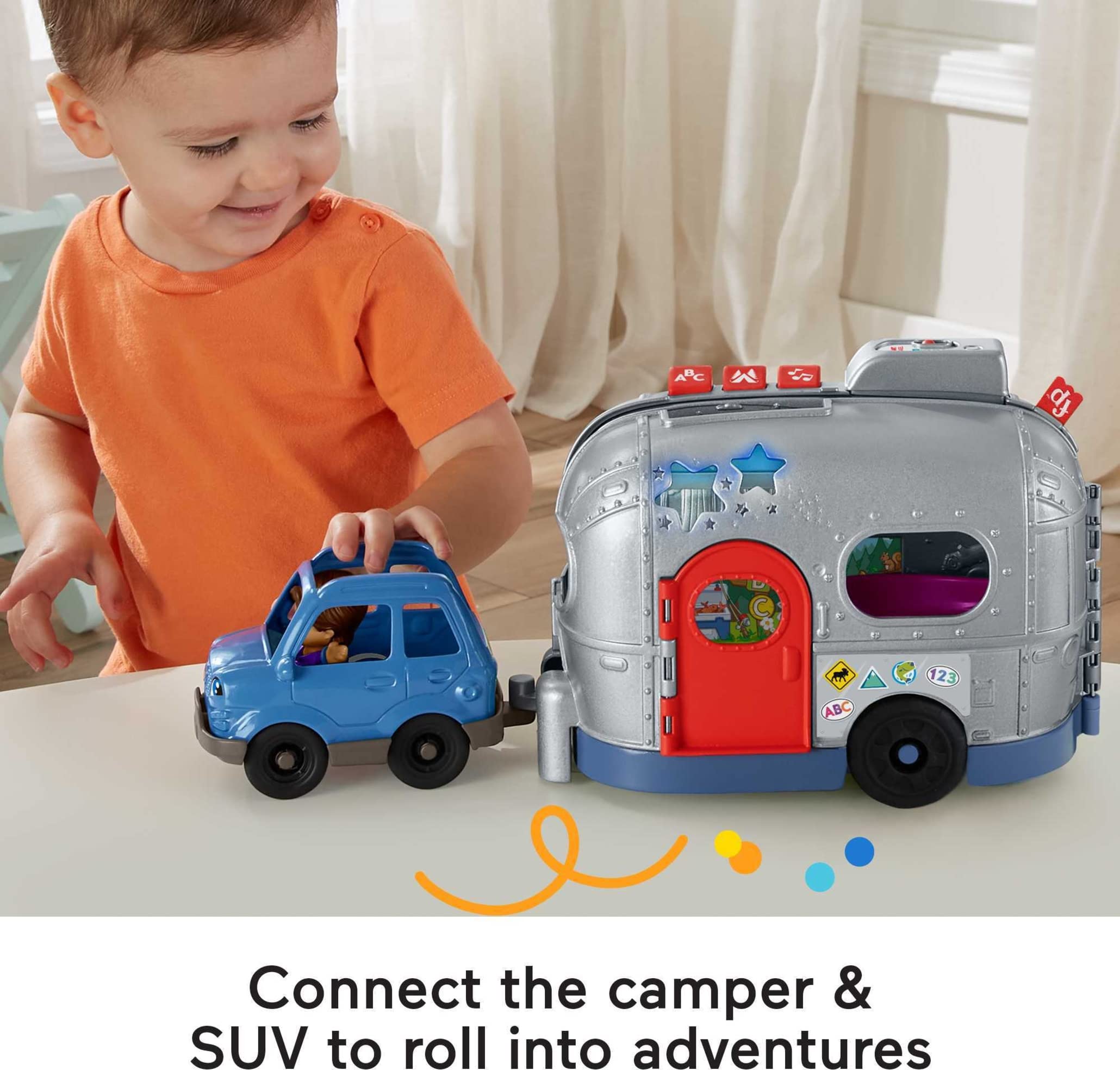 Fisher-Price Little People Toddler Toy Light-Up Learning Camper Playset with Smart Stages for Pretend Play Kids Ages 1+ Years