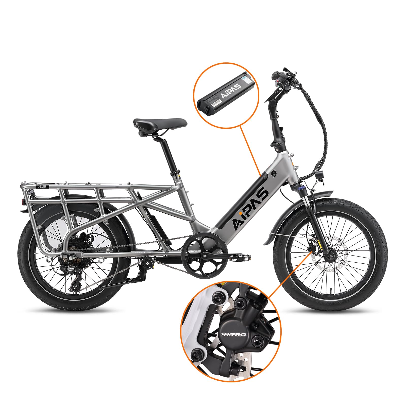 Aipas Electric Bike for Adults, 48V 14.4Ah LG Battery Electric Cargo Bike, 750W Electric Bike, 28 MPH, 50 Miles Long Range Electric Bike, Electric Bike for Two People, 2 Person Electric Bike