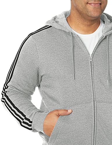 adidas Men's Essentials Fleece 3-Stripes Full-Zip Hoodie, Medium Grey Heather, 4X-Large