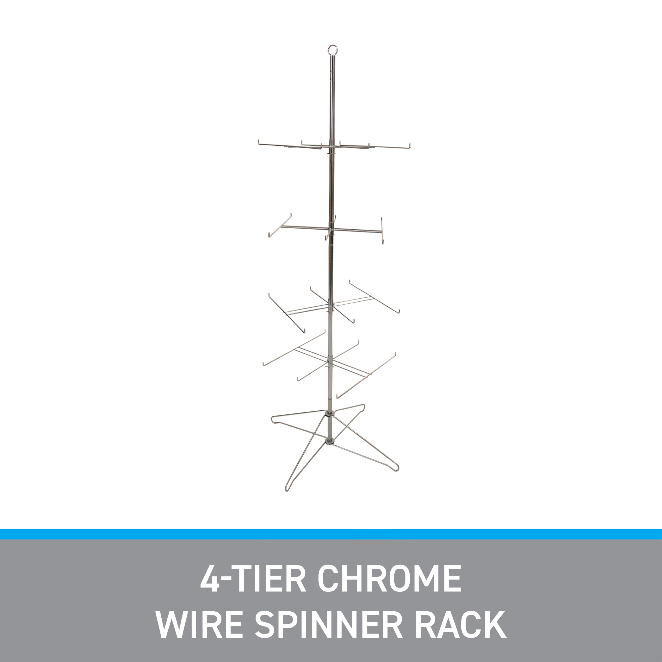 SSWBasics 4-Tier Chrome Wire Spinner Rack (4 tiers - space 12β apart) - Rotating Jewelry Display Organizer - Floor Spinner Rack - Perfect for Food Items and Fashion Accessories