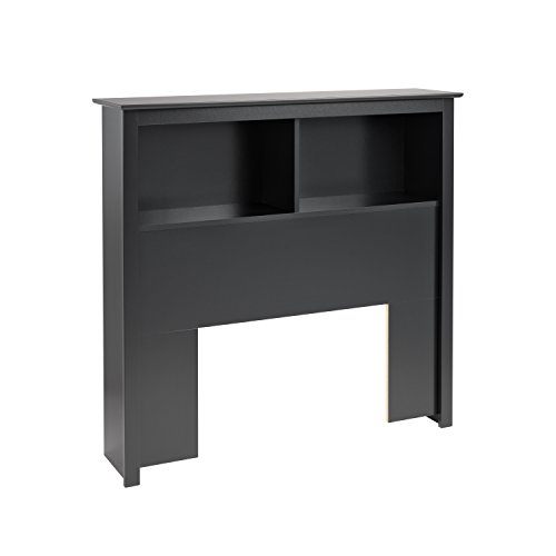 Prepac Captain's Platform Storage Bed with 6 Drawers, Twin, Black & Twin Bookcase Headboard, Black