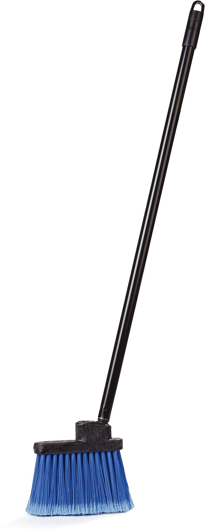Carlisle FoodService Products CFS 3685914 Duo-Sweep Metal Threaded Handle Flagged Lobby Broom, Polypropylene Bristles, 4" Trim x 7-1/2" Width Bristle, 30" Handle, 36" Overall Length, Blue