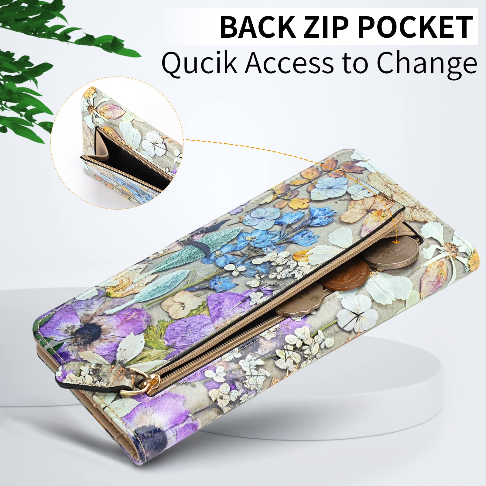 APHISON Wallet Women Ultra Slim Thin Leather Womens Wallet RFID Blocking Credit Card Holder Bifold Clutch Long Ladies Billfold