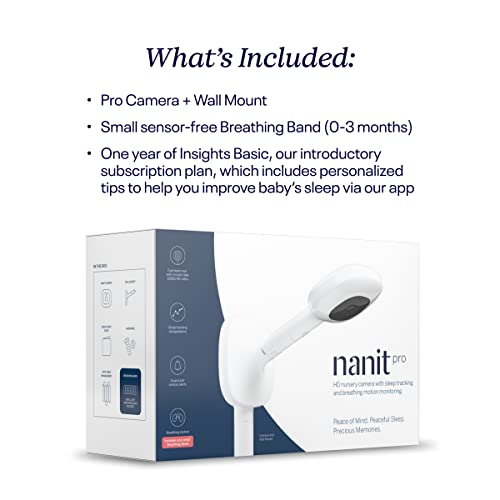 Nanit Pro Smart Baby Monitor & Wall Mount β Wi-Fi HD Video Camera, Sleep Coach and Breathing Motion Tracker, 2-Way Audio, Sound and Motion Alerts, Nightlight and Night Vision, Includes Breathing Band
