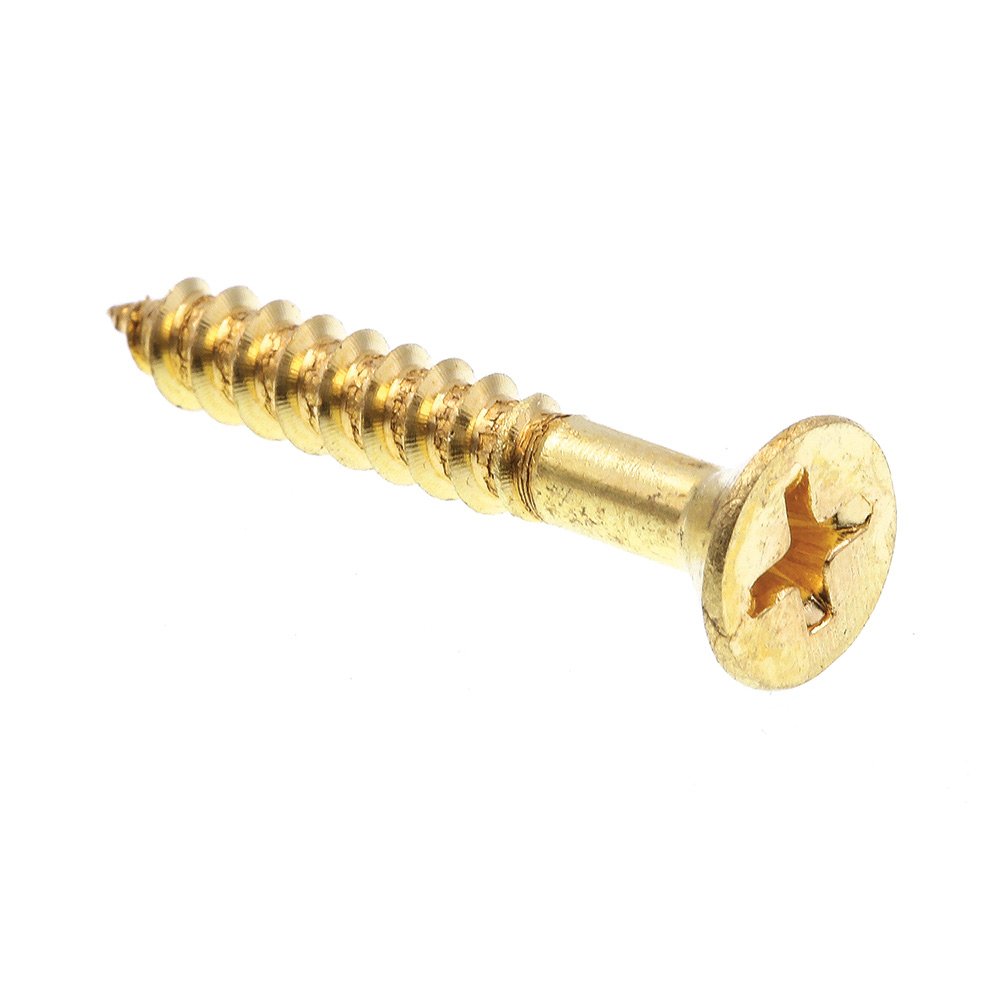 Prime-Line 9035641 Wood Screw, Flat Head Phillips, #10 X 1-1/4 in, Solid Brass, Pack of 25