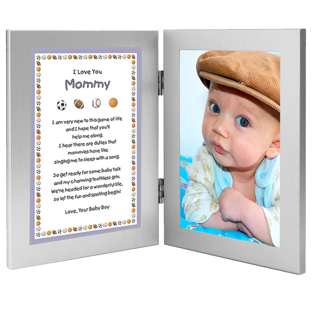 New Mom Gift from Son, Mommy Poem From Baby Boy for Birthday or Mother's Day, Add 4x6 Inch Photo to Double Frame