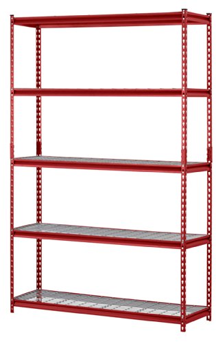 Muscle Rack UR602472WD5-R 5-Shelf Steel Shelving Unit, 60" Width x 72" Height x 24" Length, Red