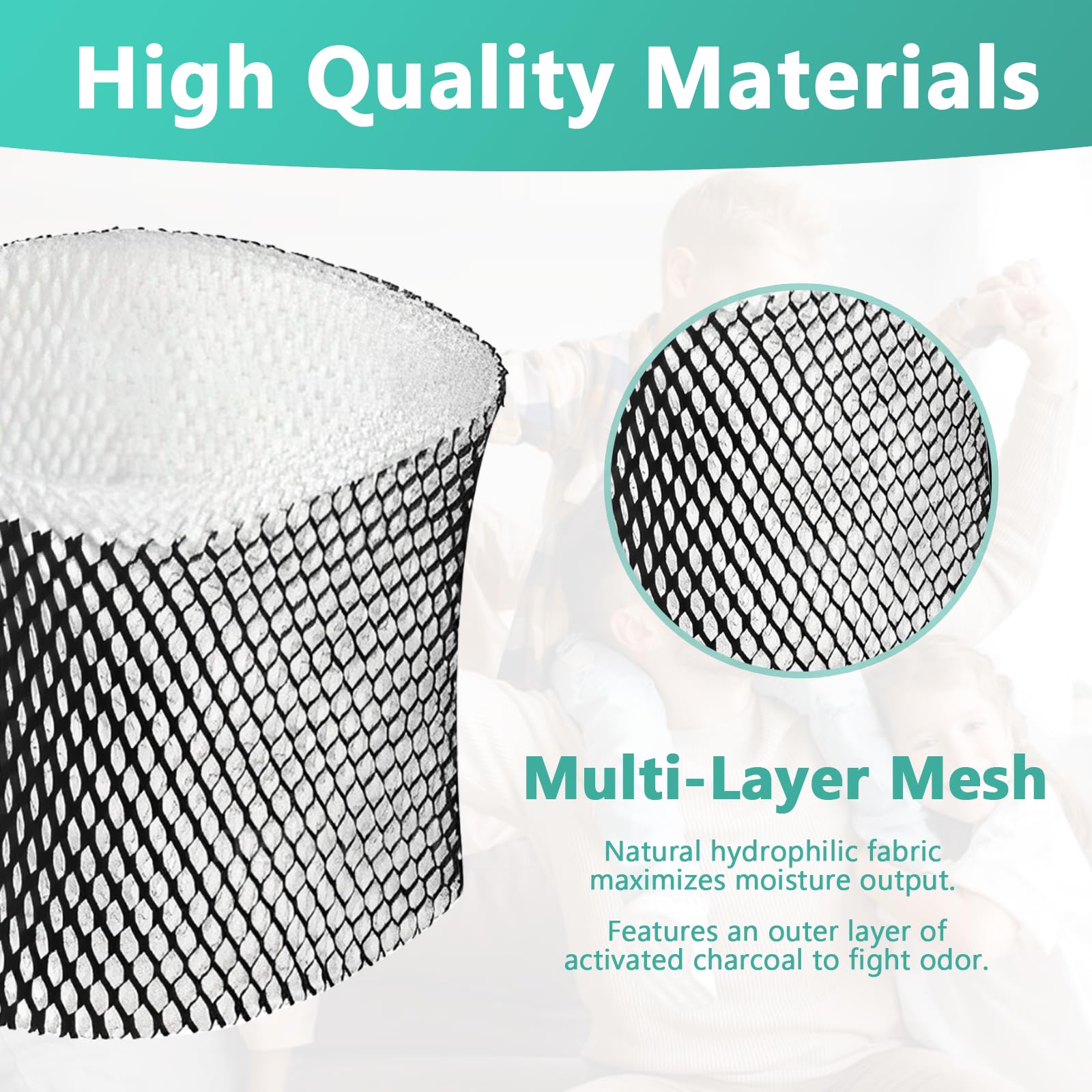 getalong HWF64 Humidifier Filter Compatible for Sunbeam SCM1746, Fits Holmes HWF64, HM1730, HM1745, HM1746, HM1750, HM2200 - Filter B (4 Pack)