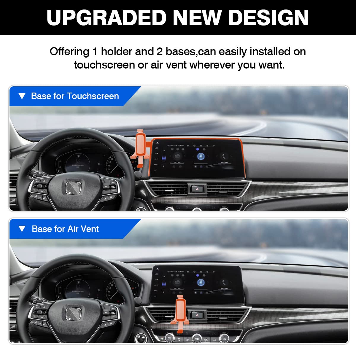 Autorder Car Phone Holder for Honda Accord 2018-2021 2022 Accessories Air Vent Screen Fixed Clip Cell Phone Mount Hands-Free 360 Degree Rotation