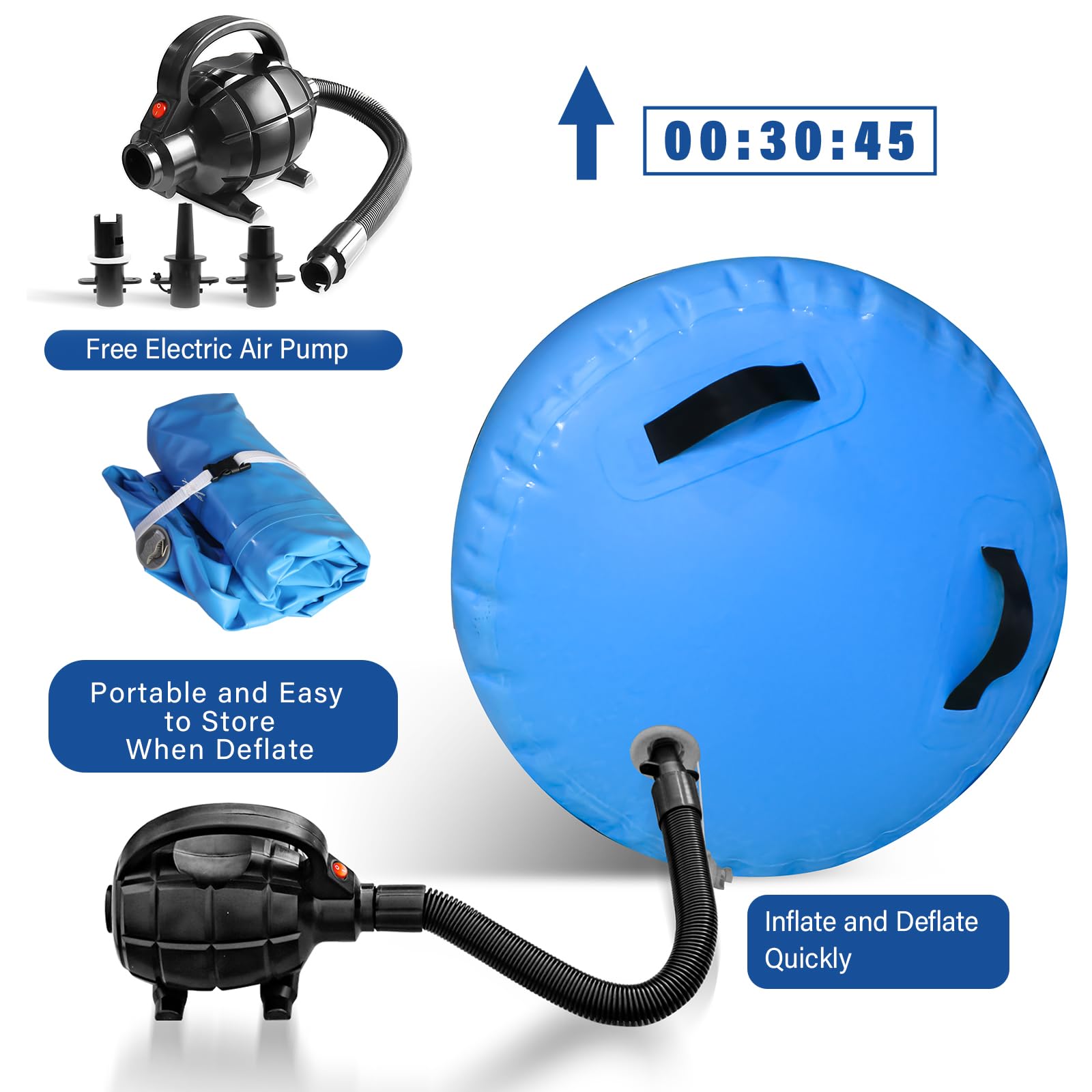 AKSPORT Air Roller Gymnastics Air Barrel for Backbends and Back Handsprings Exercise Training with Electric Air Pump for Home Use/Yoga/Cheerleading/Tumbling/Back Walkovers