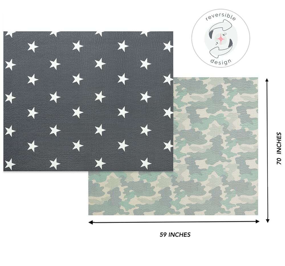 Large Waterproof Thick Padded Foam Baby Play Mat for Infants, Babies, Toddlers - for Play, Crawling & Tummy Time - 70 x 59 in. - Reversible, Double-Sided, Non-Toxic, Non-Slip Playmat - Star/Camo