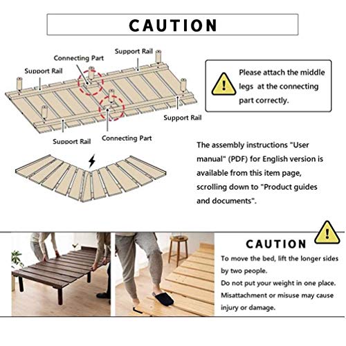 EMOOR Wood Slatted Floor Bed Frame OSMOS Twin for Japanese Futon Mattress Solid Pine (Retro-Brown), Height Adjustable (2/7/12in) Tatami Mat