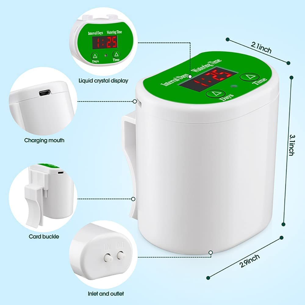 Automatic Watering System USB Power Automatic Drip Irrigation Kit 8 Droparrow Holiday Plant Watering Devices for Indoor Potted Plants LED Display DIY Automatic Plant Waterer Gift for Gardening Lovers