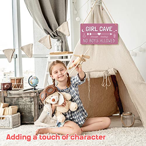 Little Girls Room Decor for Nursery,Kids Bedroom Decor for Bedroom£¬Little Girls Bedroom Decor Teepee Tent for Kids Room Signs for Door,No Boys Allowed Sign for Girls Waterproof Decoration Hanging Sign Cute Bedroom Decor for Kids£¨11inch X 6.10inch£©