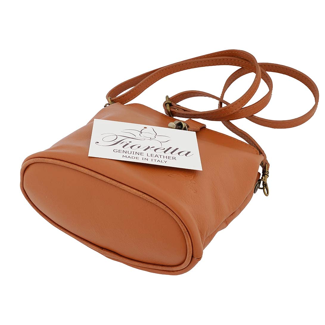Fioretta Italian Genuine Leather Crossbody Bag Shoulder Bag Purse Snap Closure For Women - Tan Brown
