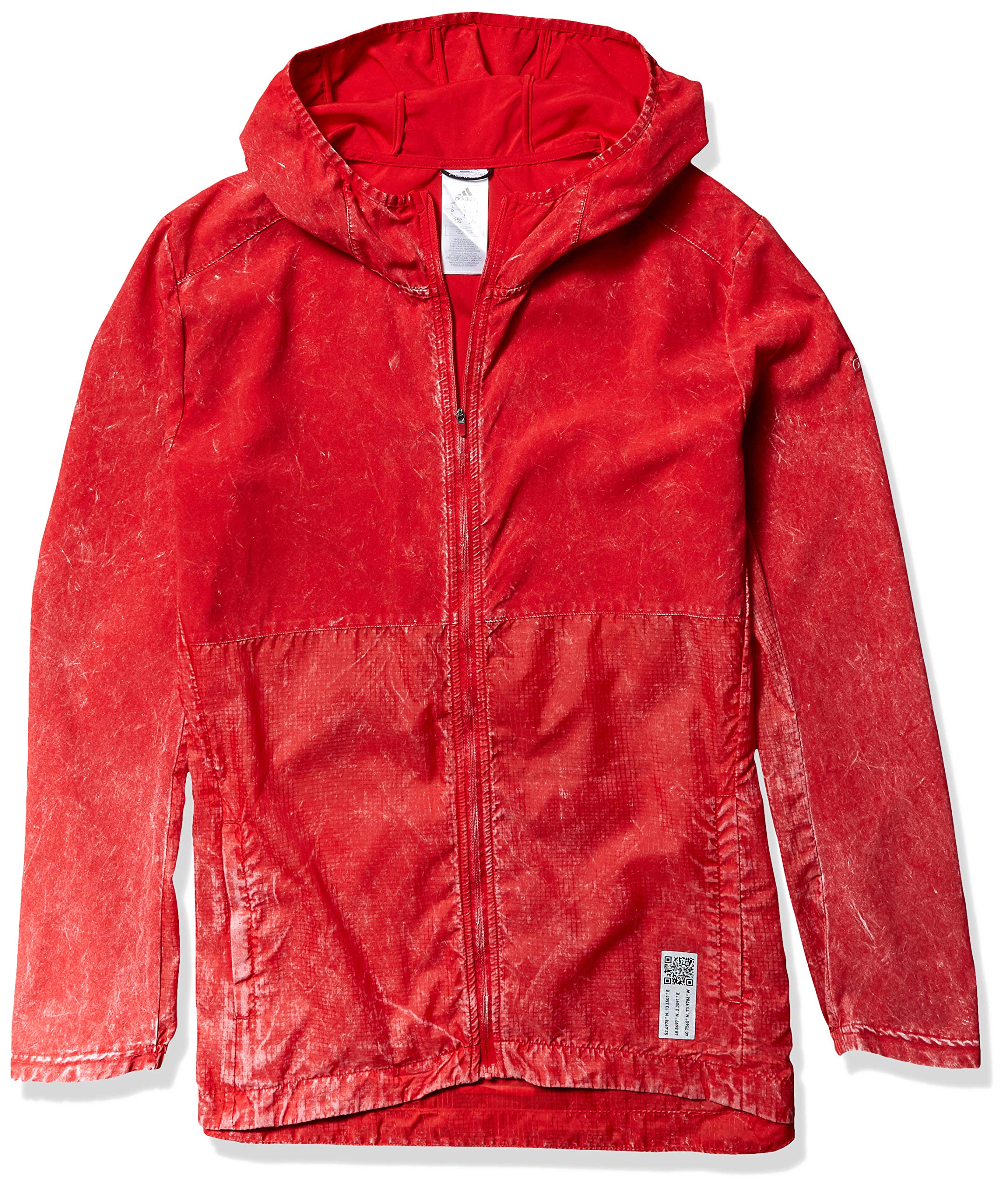 adidas Men's Own The Run Hooded Wind Jacket, Scarlet, Large