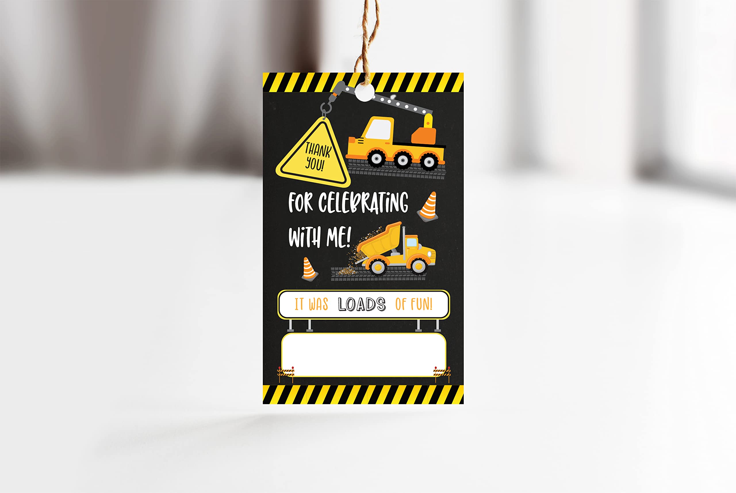 Your Main Event Prints 25 Count Construction Thank You Hang Tag 2"x3.5" - Perfect for Baby Showers, Birthdays, or Special Events