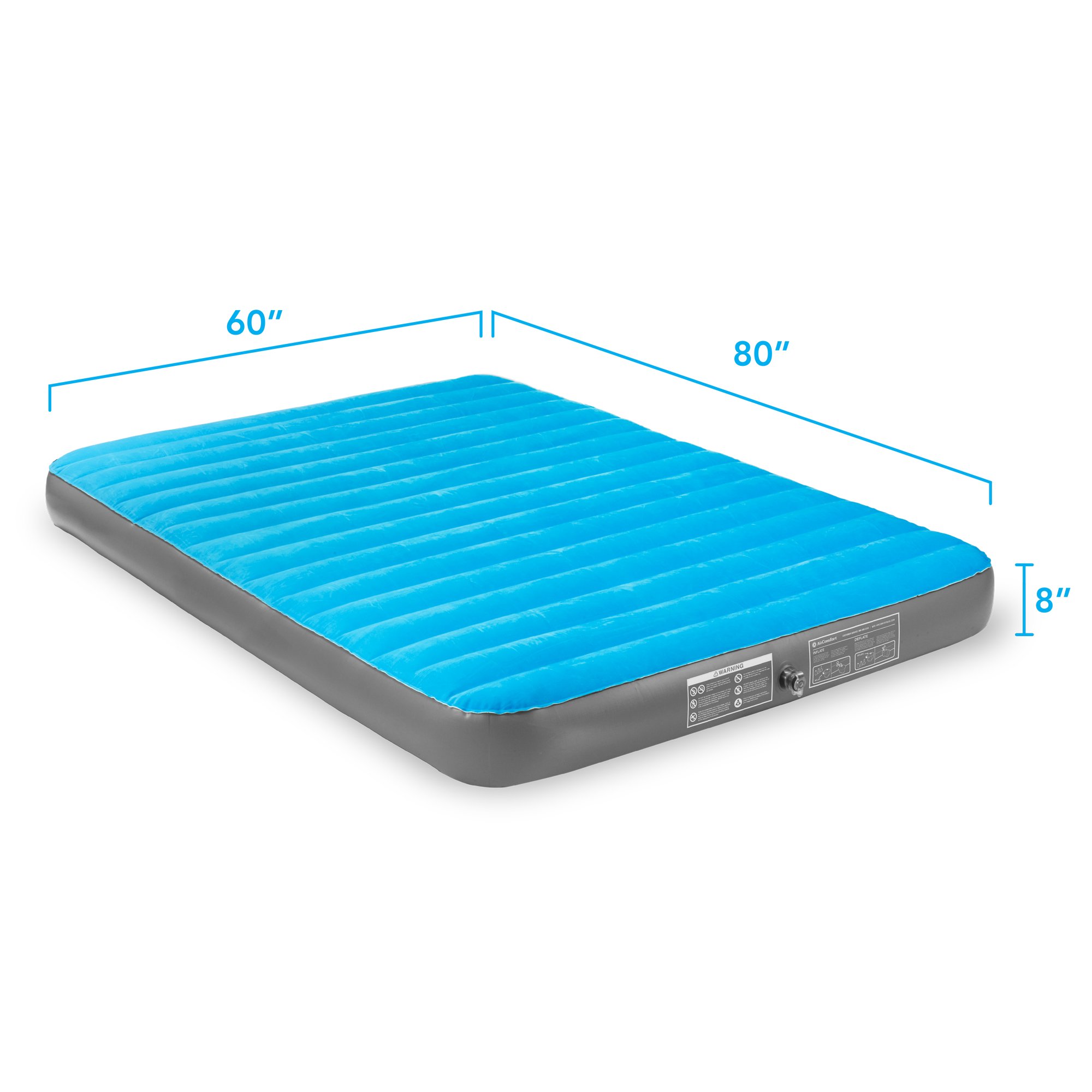 Air Comfort Camp Mate Queen Size Air Mattress with Battery Pump, 500lb Weight Capacity
