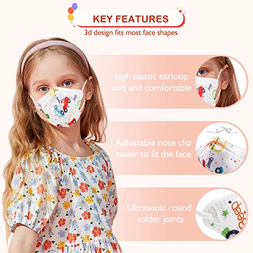 Cute KN95 Face Masks for Kids 50 Pack 5 Layers Breathable Children Safety Respirator Multicolor Cup Dust Disposable Child KN95 Mask